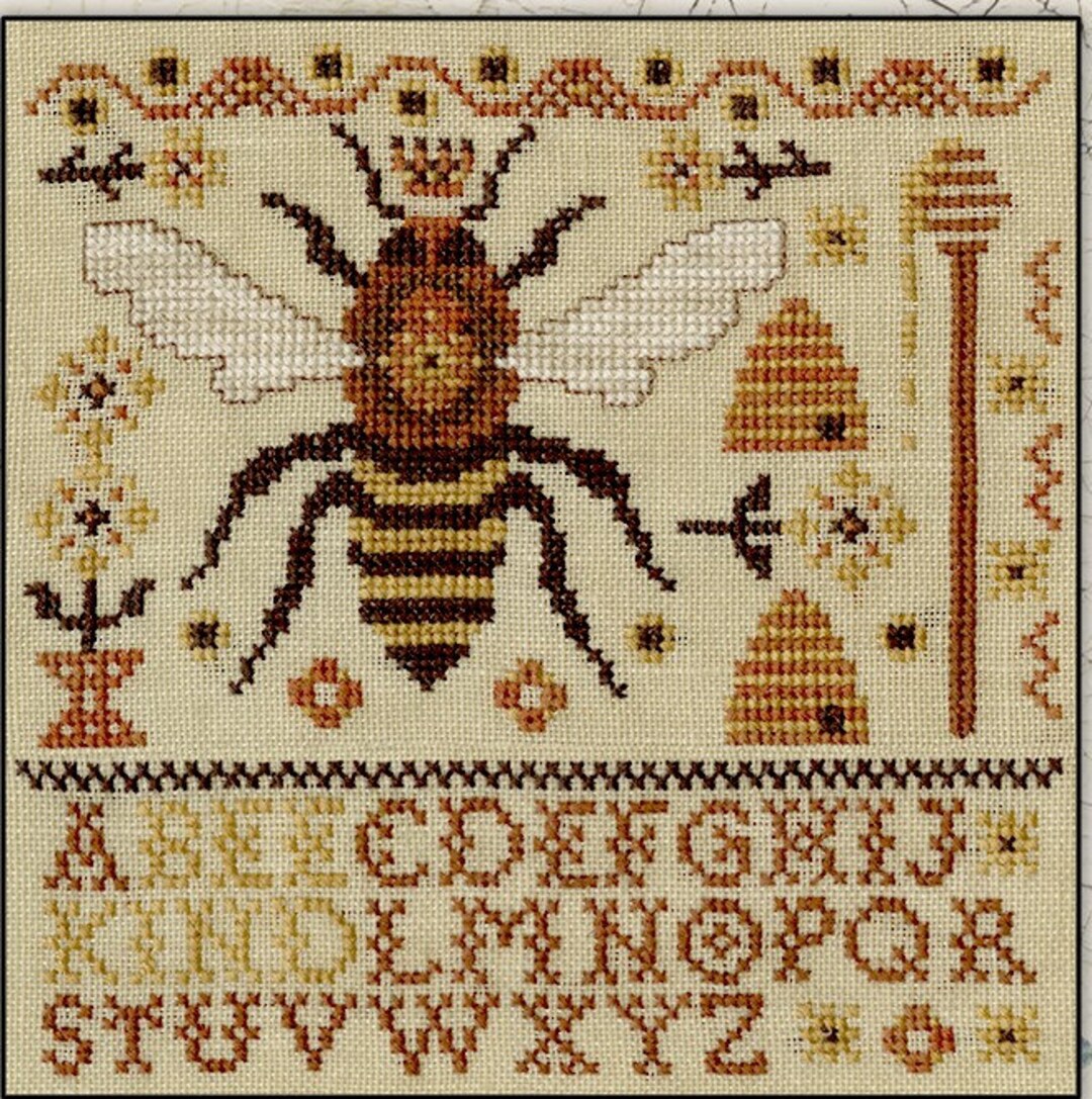 Counted Cross Stitch Pattern, Bee Kind, Bee Sampler, Bee Skep, Honey ...