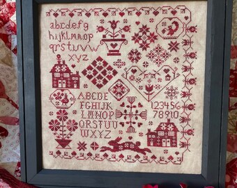 Pansy Patch Red Bunny Samplercross Stitch Pattern New Cross Stitch Cross Stitch Sampler - Etsy