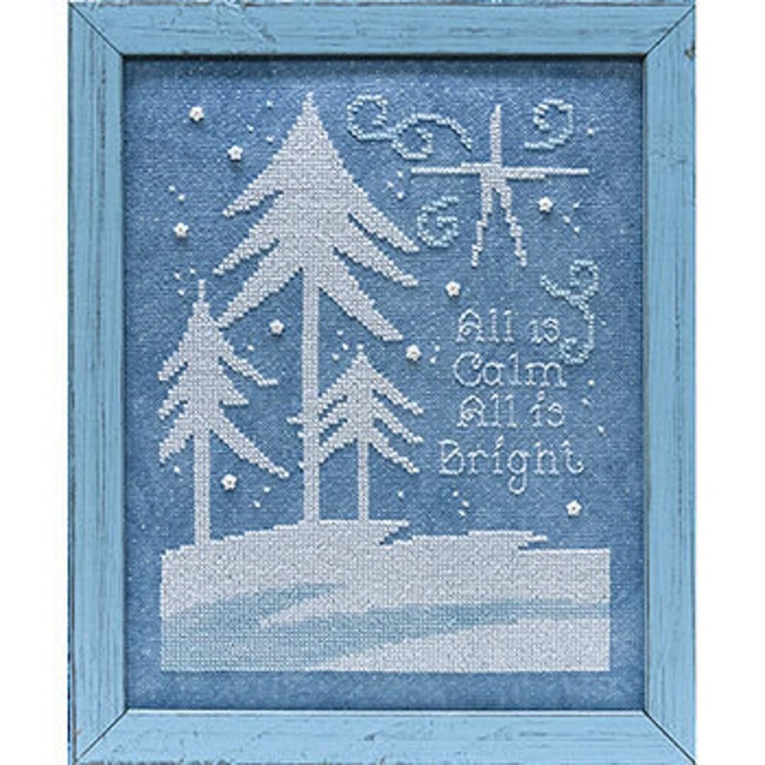 Counted Cross Stitch Pattern, All is Bright, Evergreen Trees ...