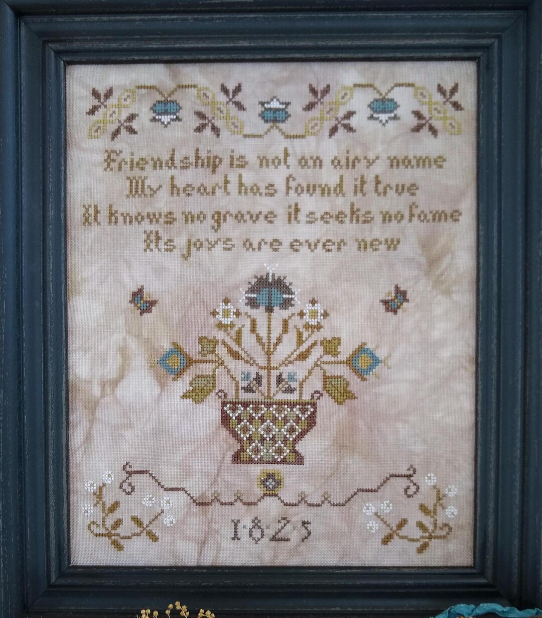 Counted Cross Stitch Pattern, Friendship Sampler, Primitive Decor, Pillow Ornament, Nan Lewis ...
