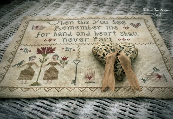 Counted Cross Stitch Pattern Hand & Heart Stitcher's Mat | Etsy