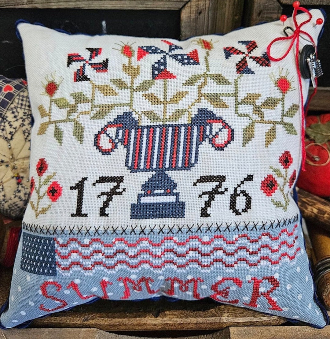 Counted Cross Stitch Pattern, Pinwheel Urn, Summer Decor, Pillow ...