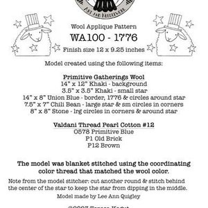 Wool Applique Pattern, 1776, Patriotic, Stars, Table Mat, Wool Art ...