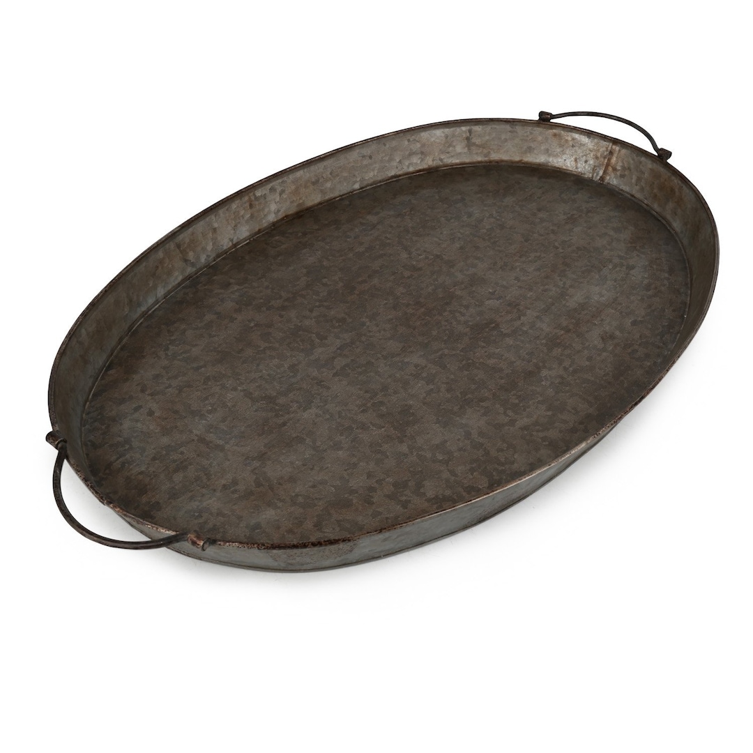 Metal Tray, Display Tray, Rustic Oval Tray, Primitive Decor, Country ...