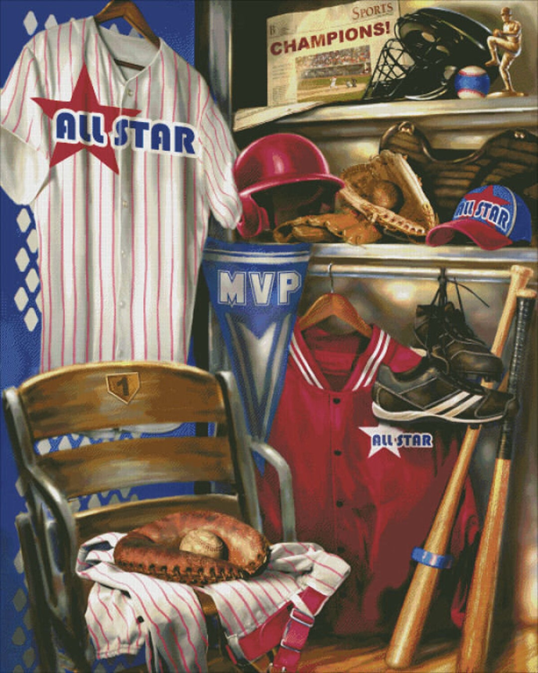 Counted Cross Stitch Pattern, Hometown Hero, Baseball, All Star ...