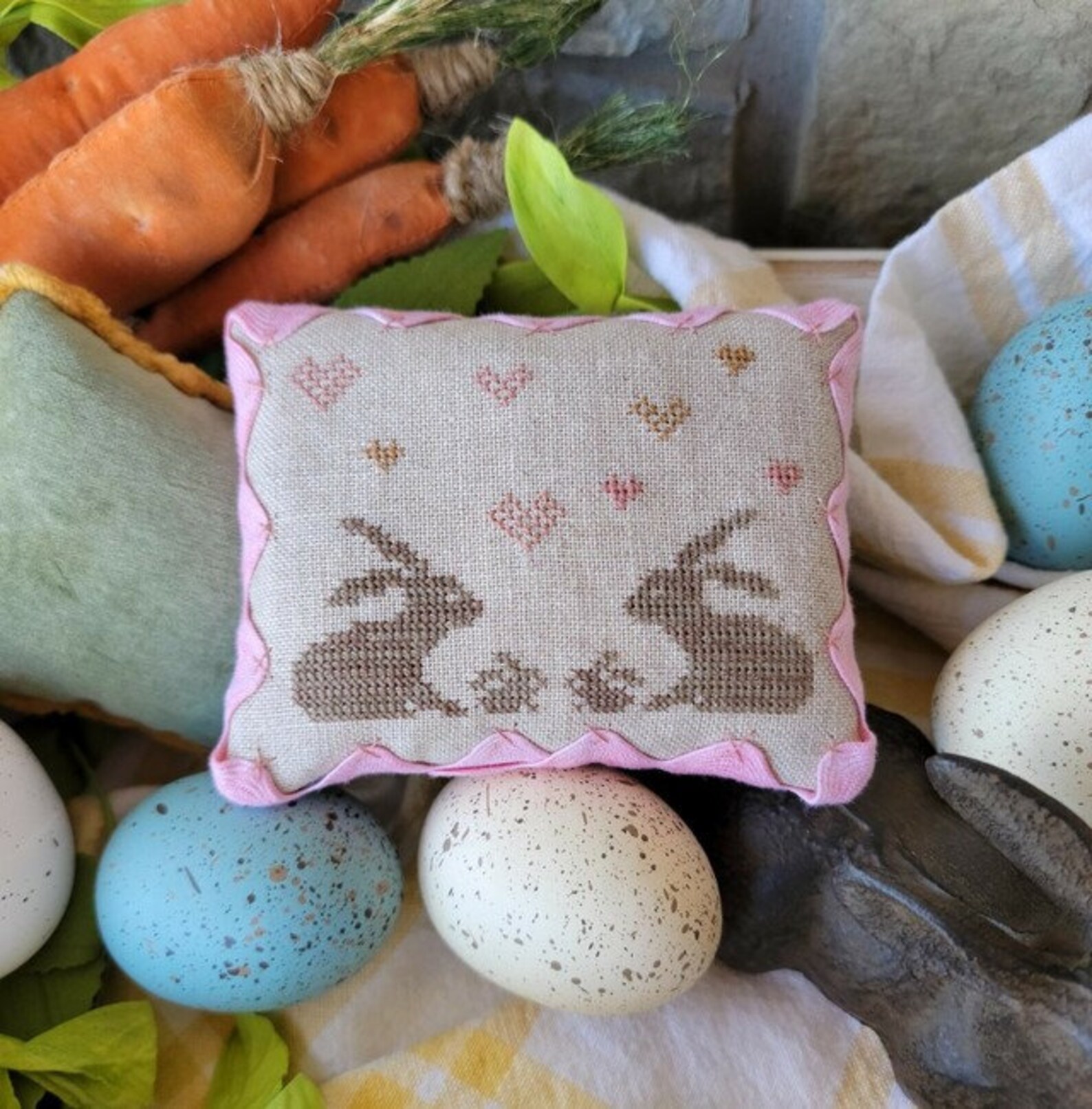Counted Cross Stitch Pattern Bunny Bungalow Easter Decor - Etsy