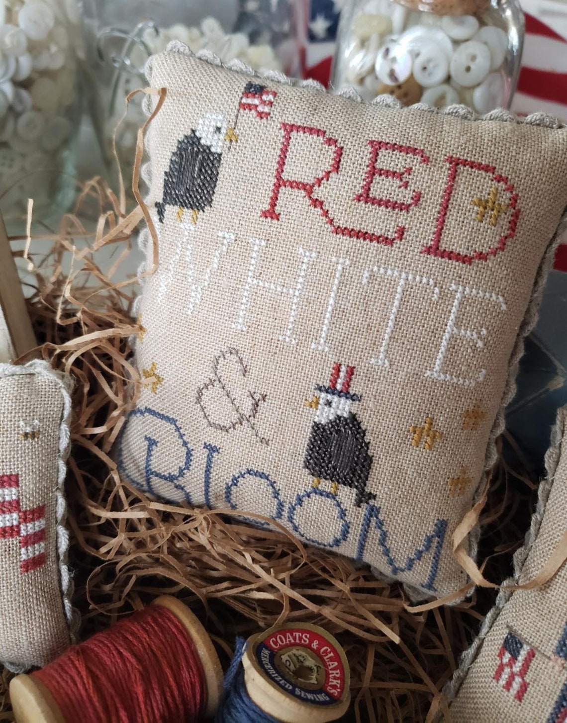 Counted Cross Stitch Pattern Red White & Bloom Patriotic - Etsy