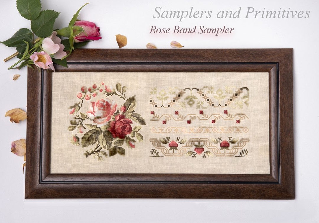 Counted Cross Stitch Pattern, Rose Band Sampler, Roses, Band Motifs ...