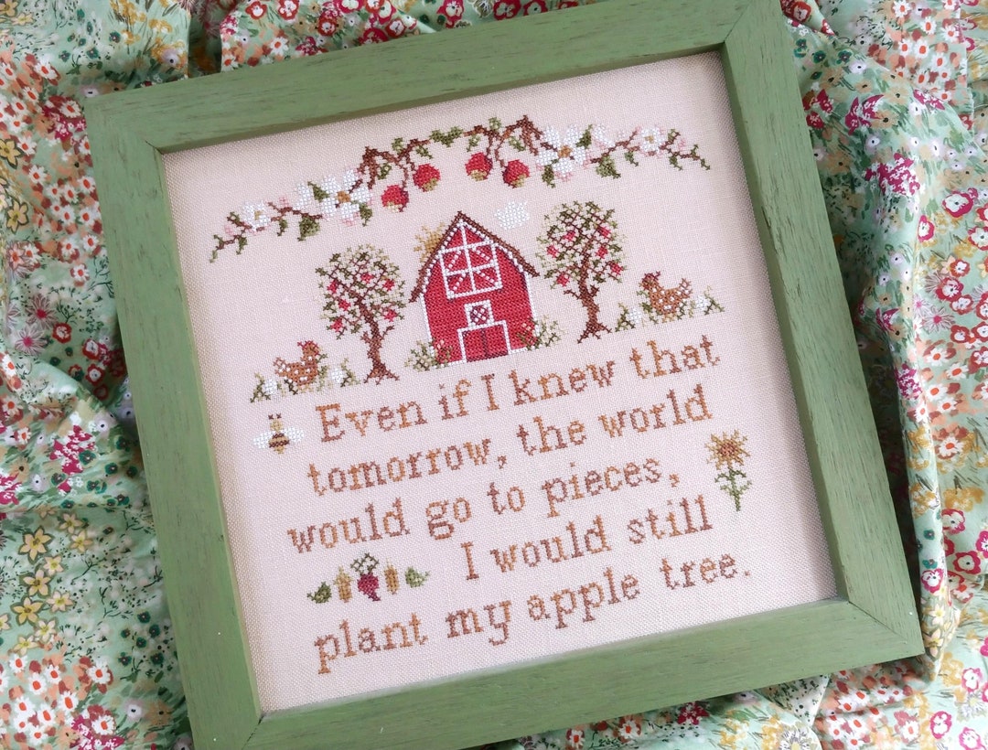 Counted Cross Stitch Pattern, My Apple Tree, Inspirational Sampler ...