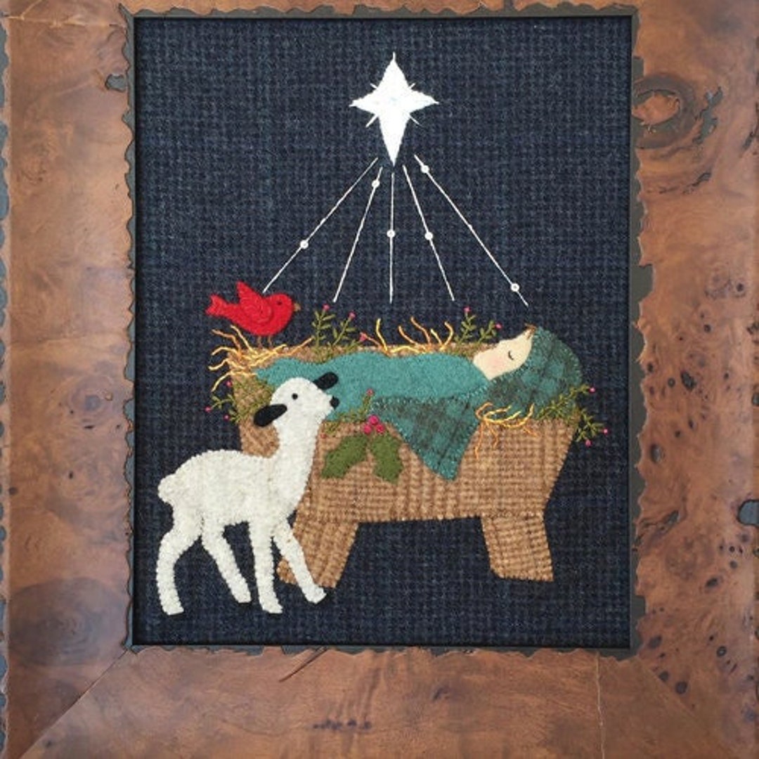 Wool Applique Pattern, Star of Wonder, Pillow, Christmas Decor, Manger ...