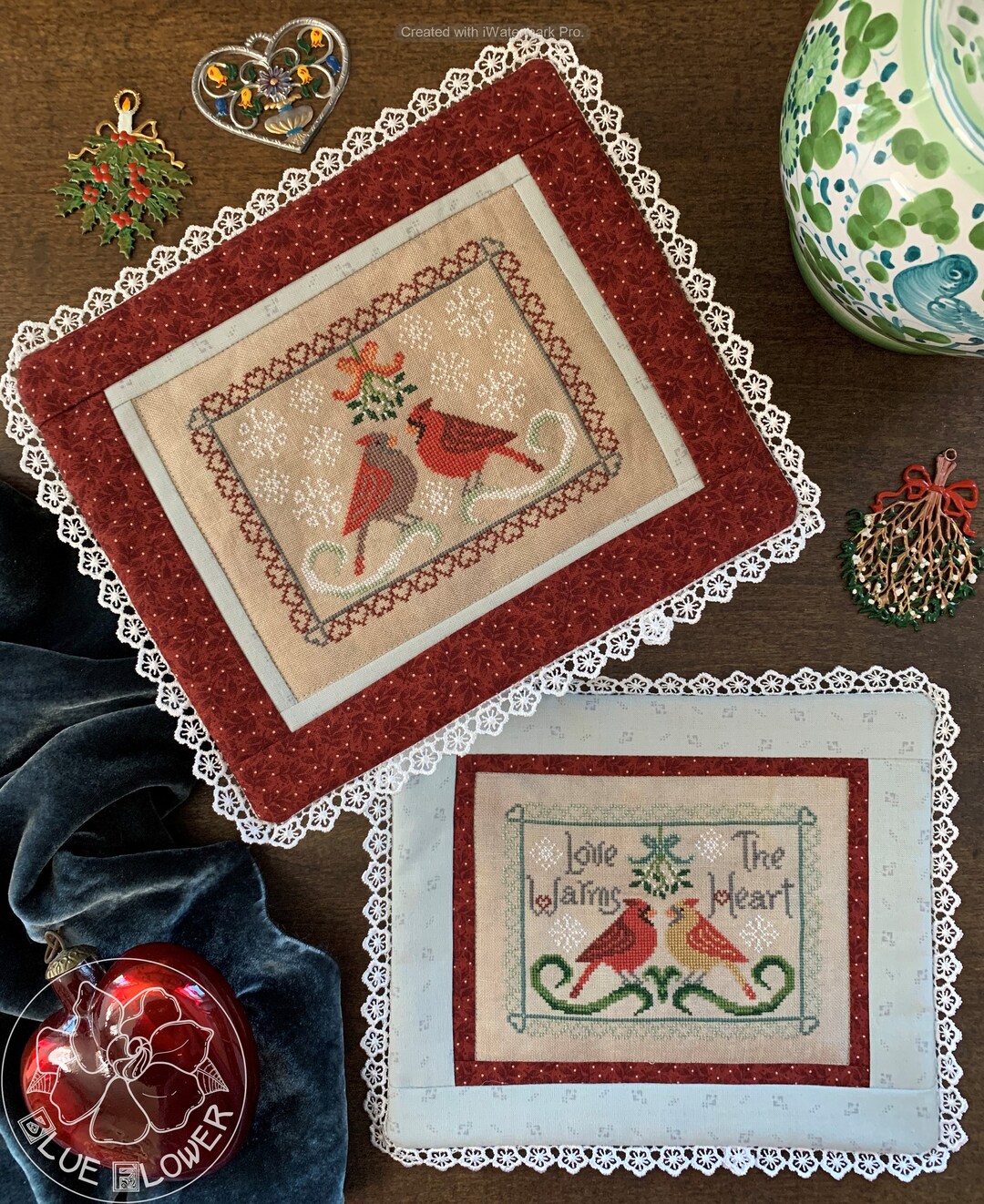 Counted Cross Stitch Pattern, Winter Valentine, Cardinals, Winter Decor ...