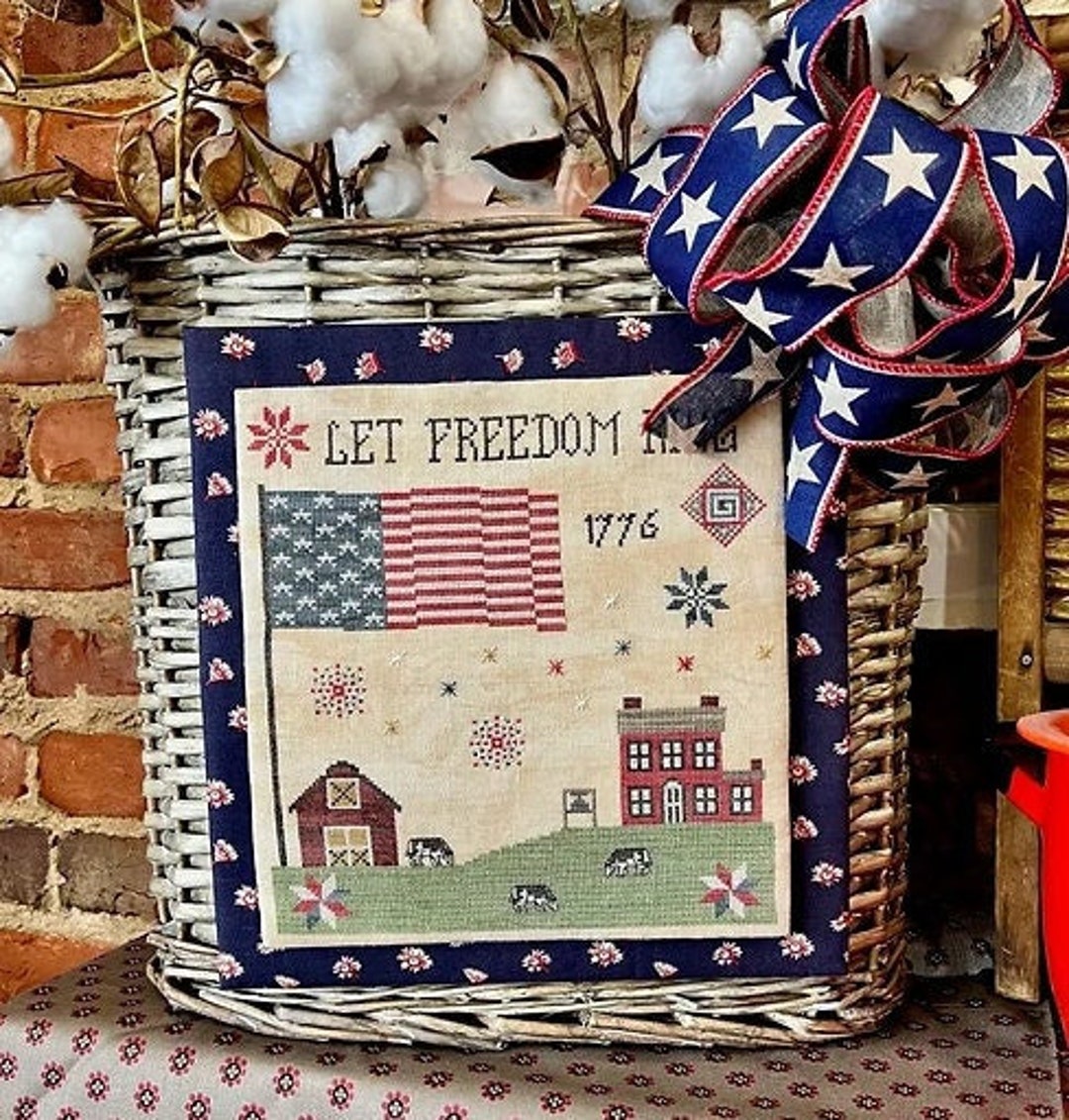 Counted Cross Stitch Pattern, Let Freedom Ring, Summer Decor, Pillow ...