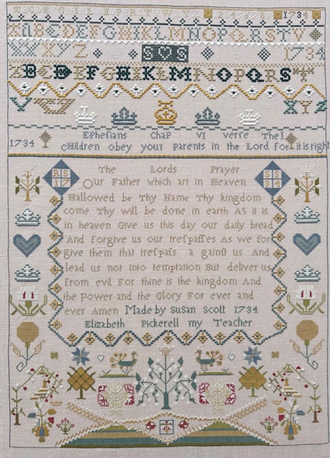 Cross Stitch Pattern, Susan Scott 1734, Sampler Reproduction, Lord's ...