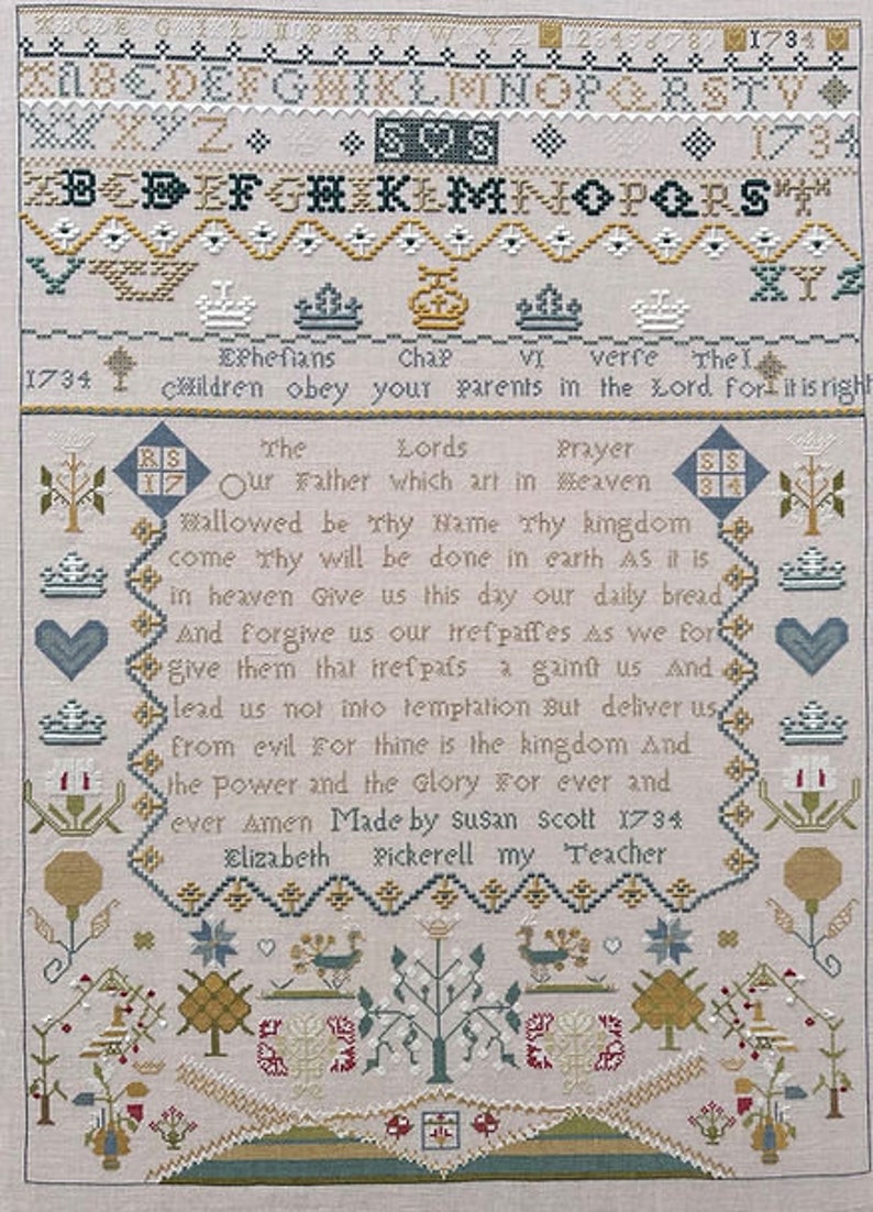Cross Stitch Pattern, Susan Scott 1734, Sampler Reproduction, Lord's ...