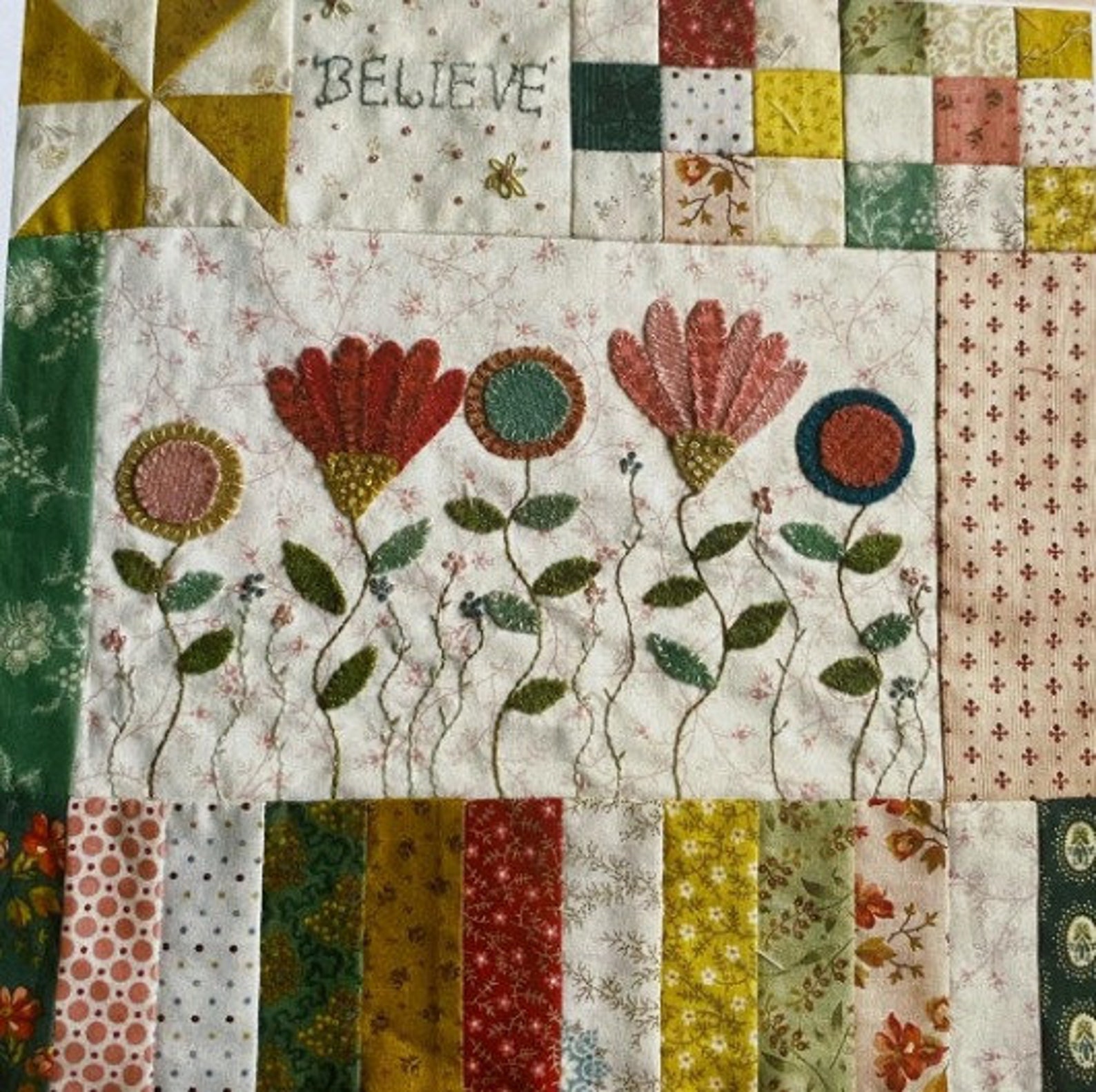 Quilt Pattern, Flowerpots and Forget-me-nots BOM, Embroidery, Wool ...