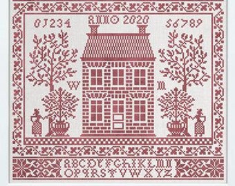 Counted Cross Stitch Pattern Red House Sampler Sampler - Etsy