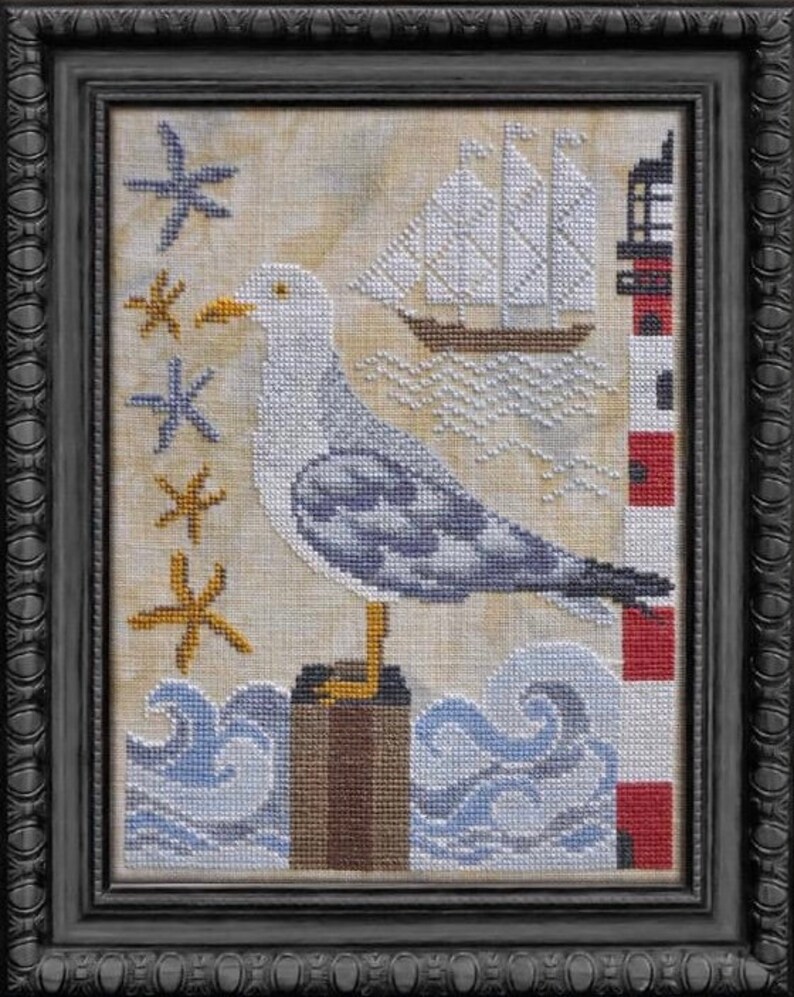 Counted Cross Stitch Pattern Summer at the Shore Seagull A | Etsy