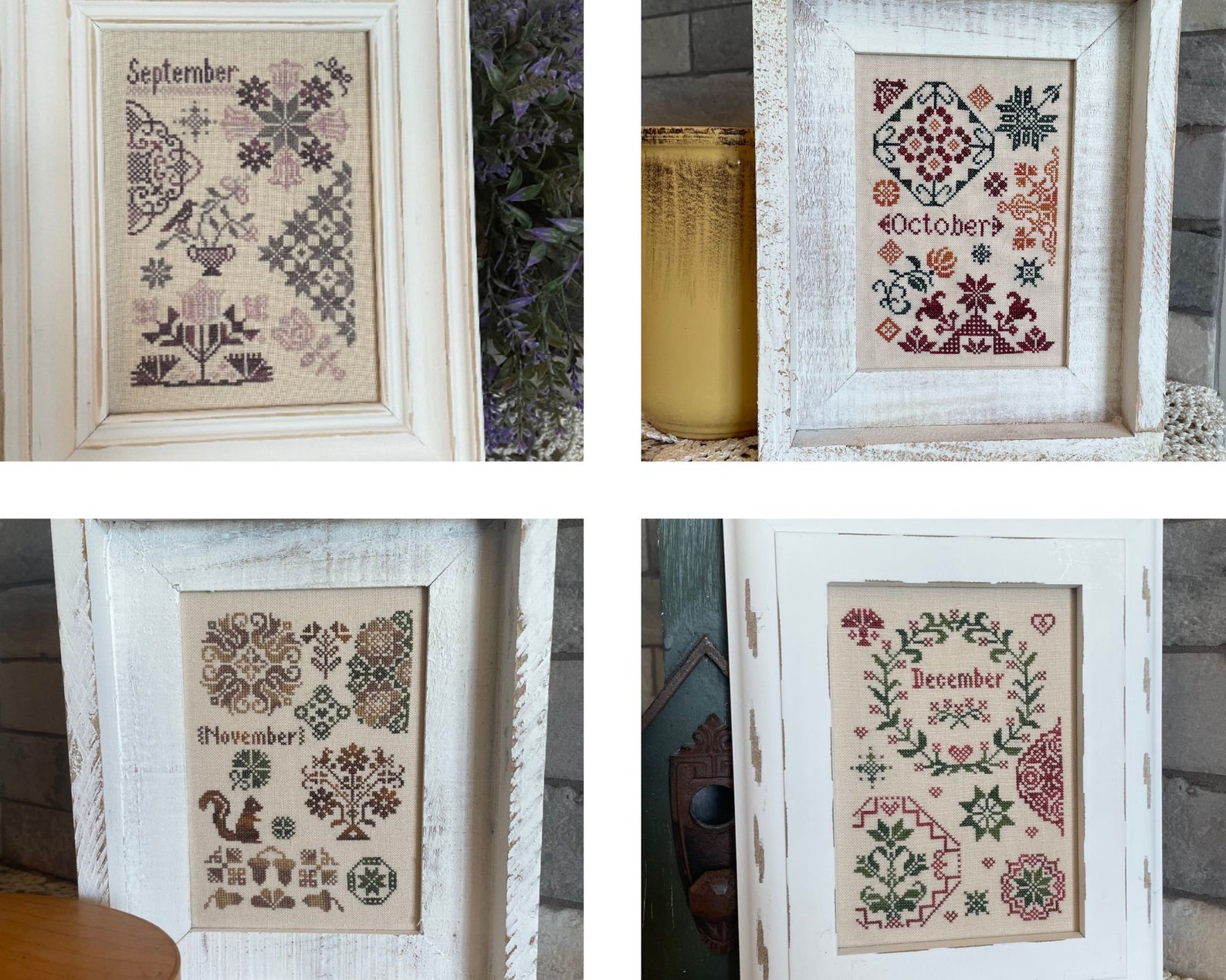 Counted Cross Stitch Pattern Quaker Series Monthly Quaker - Etsy