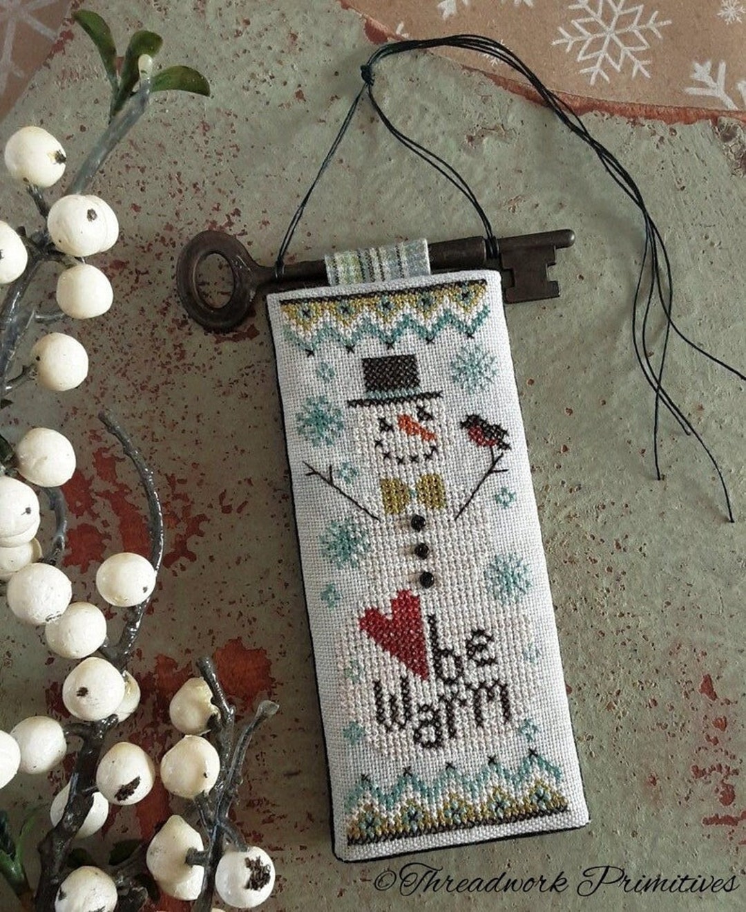 Counted Cross Stitch Pattern, Be Warm, Primitive Decor, Pillow Ornament, Bowl Filler, Nan Lewis ...