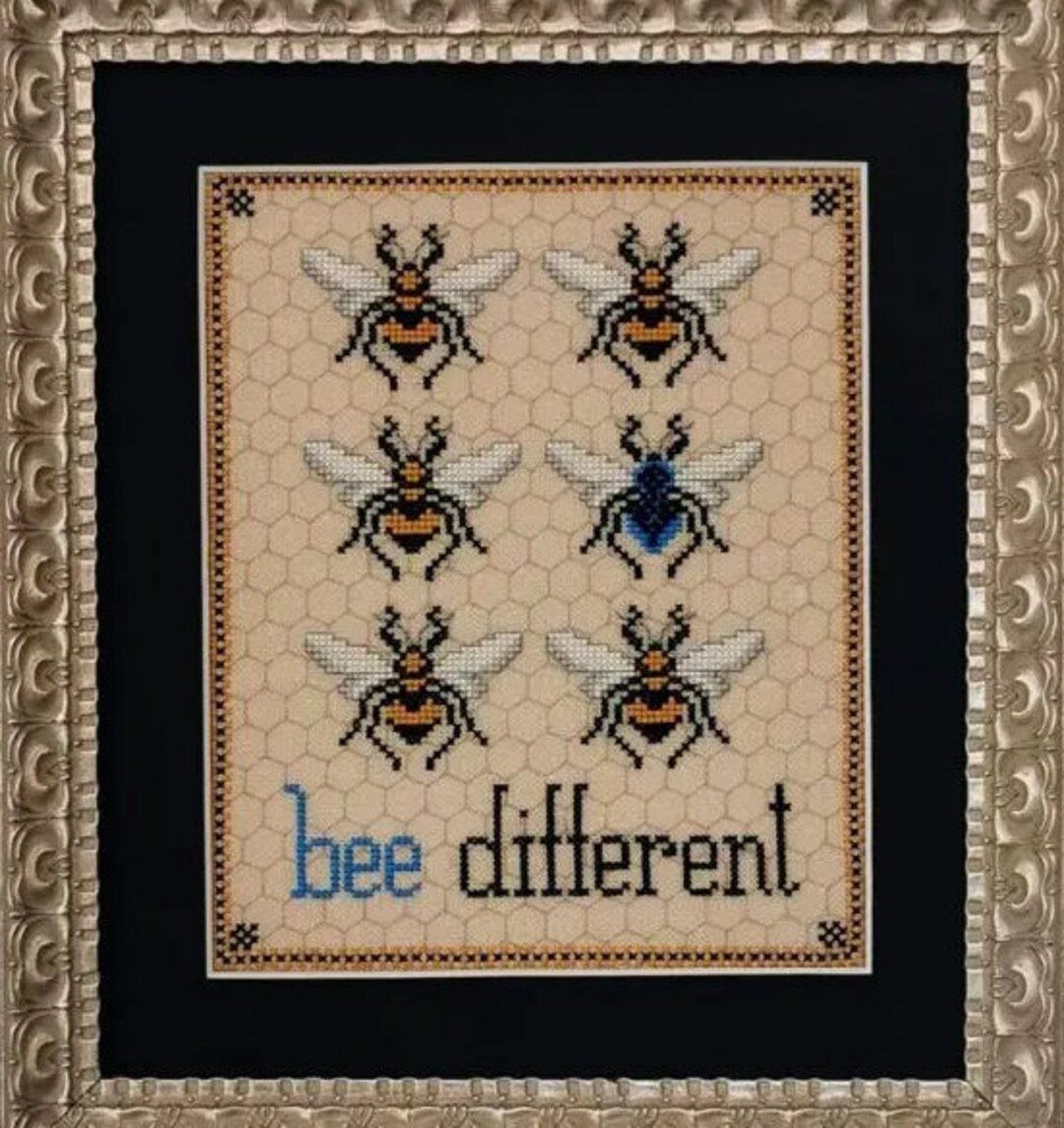 Counted Cross Stitch Pattern, Bee Different, Bumble Bees, Yellow Bees ...