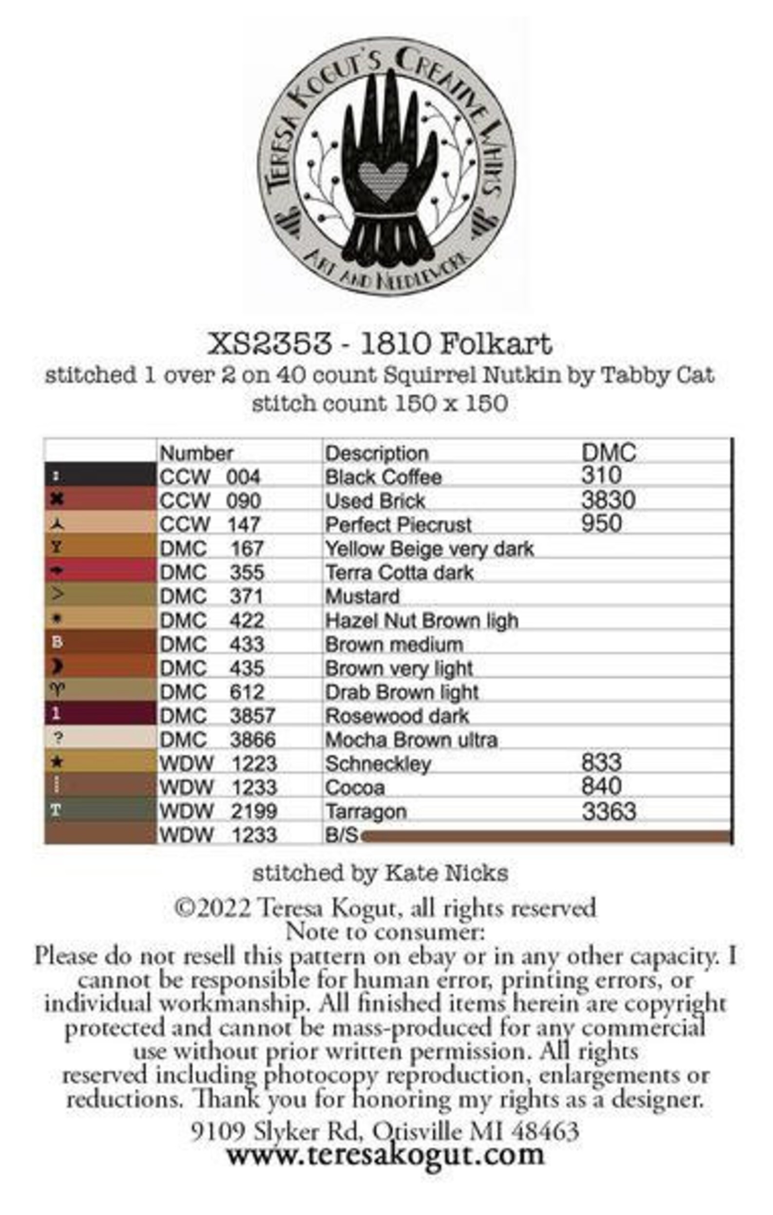 Counted Cross Stitch Pattern, 1810 Folk Art, Folk Art, Primitive, Early American Folk Art ...