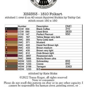 Counted Cross Stitch Pattern, 1810 Folk Art, Folk Art, Primitive, Early American Folk Art ...