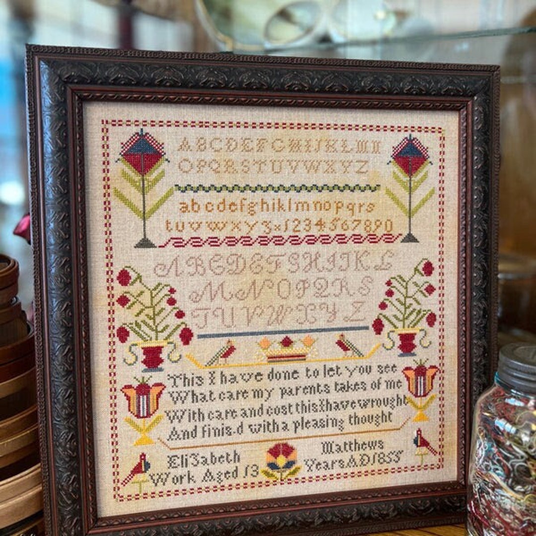 Counted Cross Stitch Pattern, Elizabeth Matthews 1855, Reproduction ...