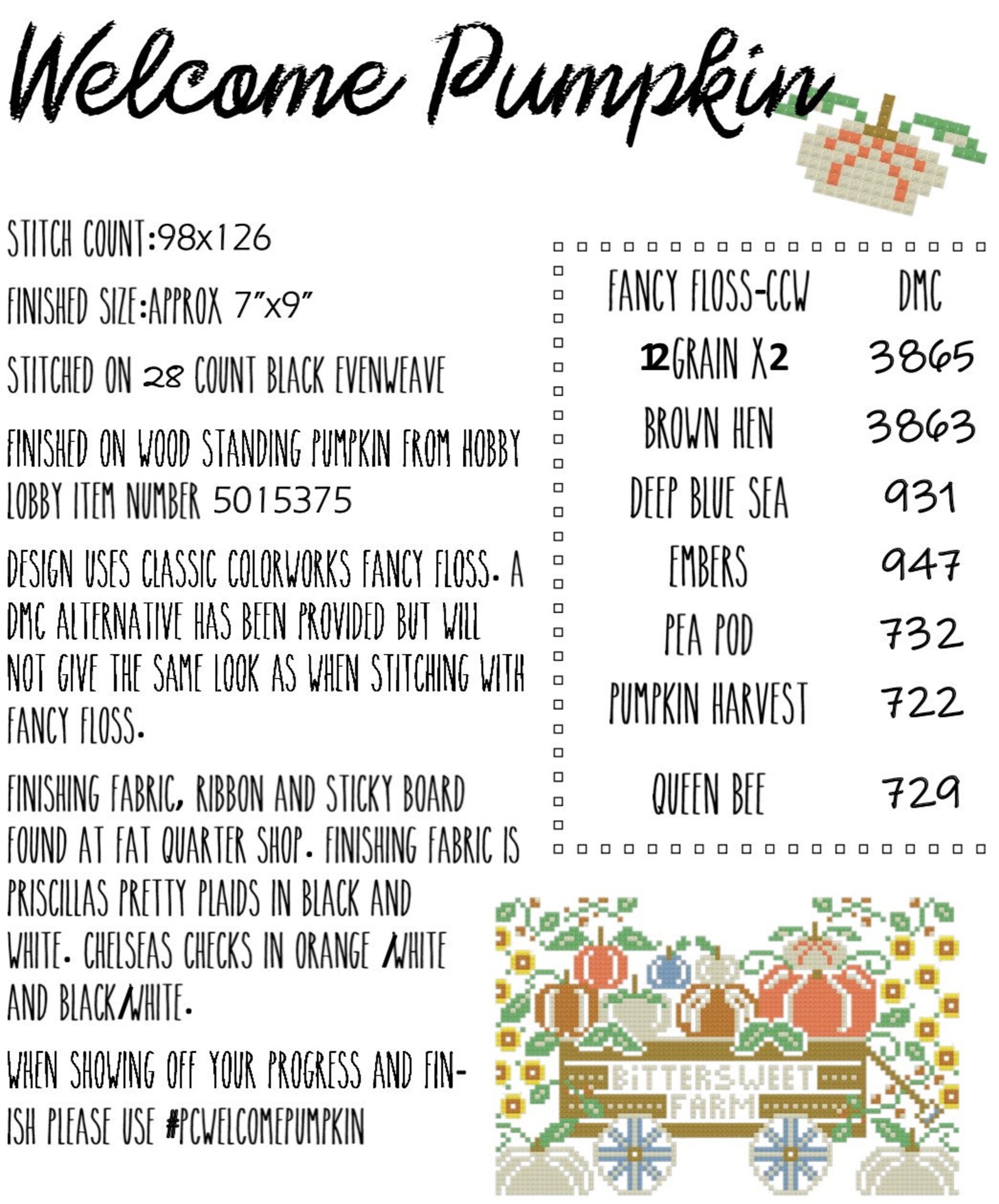 Counted Cross Stitch Pattern Welcome Pumpkin Fall Decor - Etsy