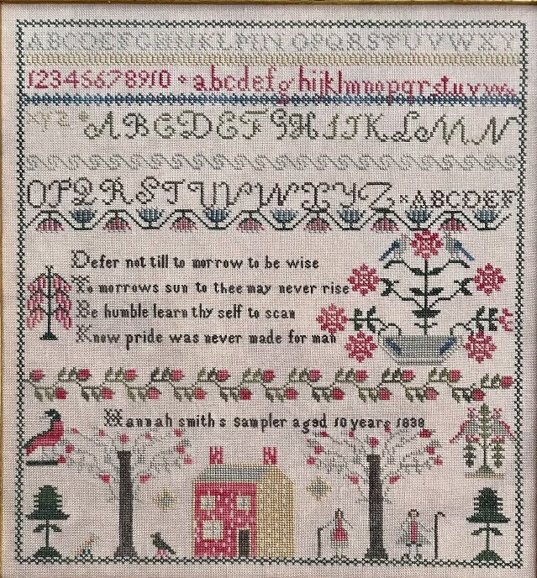 Counted Cross Stitch Pattern, Hannah Smith 1838, Antique Reproduction ...