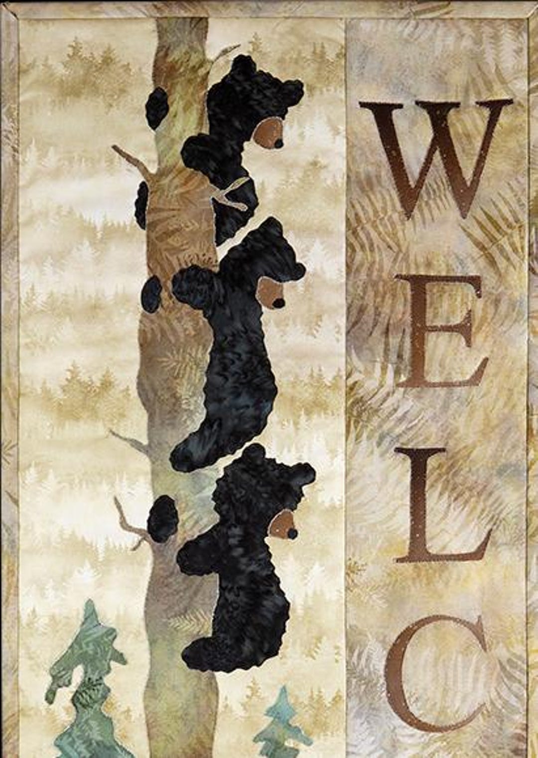 Quilt Pattern, Welcome Bear Inn, Welcome Wallhanging, Cabin Decor, Pine ...