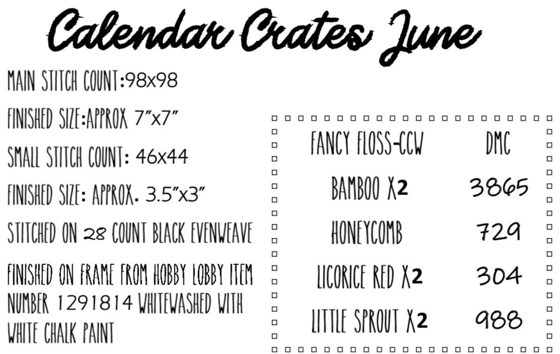 Counted Cross Stitch Pattern Calendar Crates June - Etsy