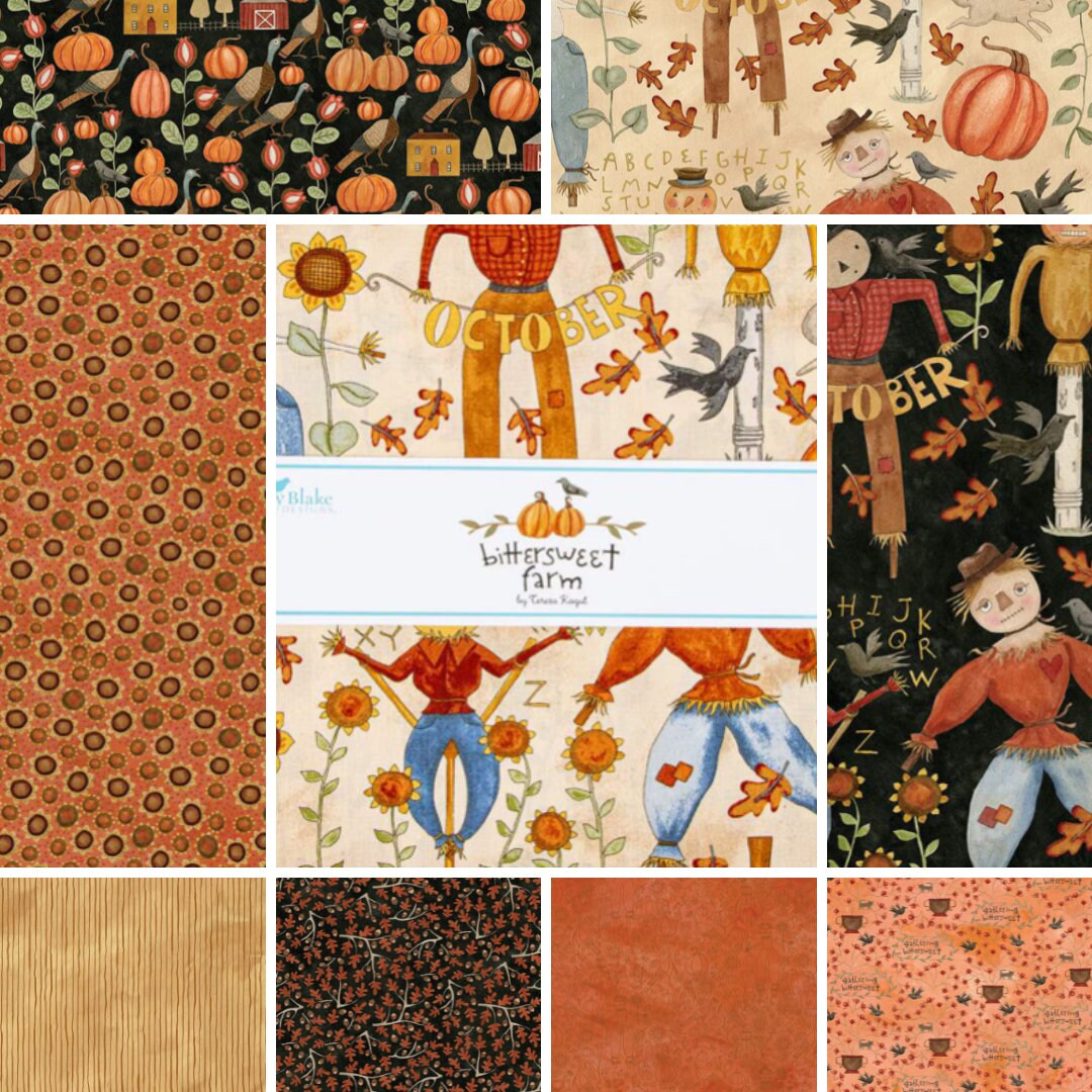 Quilt Fabric, Bittersweet Farms, Fall Fabric, Pumpkins, Sunflowers ...