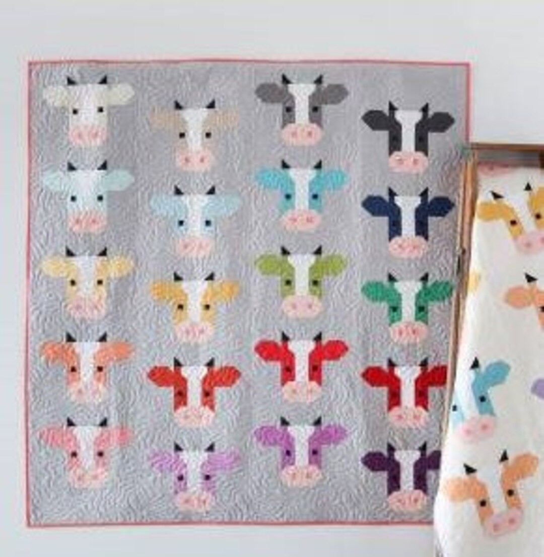 Quilt Pattern, Annabelle, Cow Quilt, Spring Decor, Cottage Decor ...