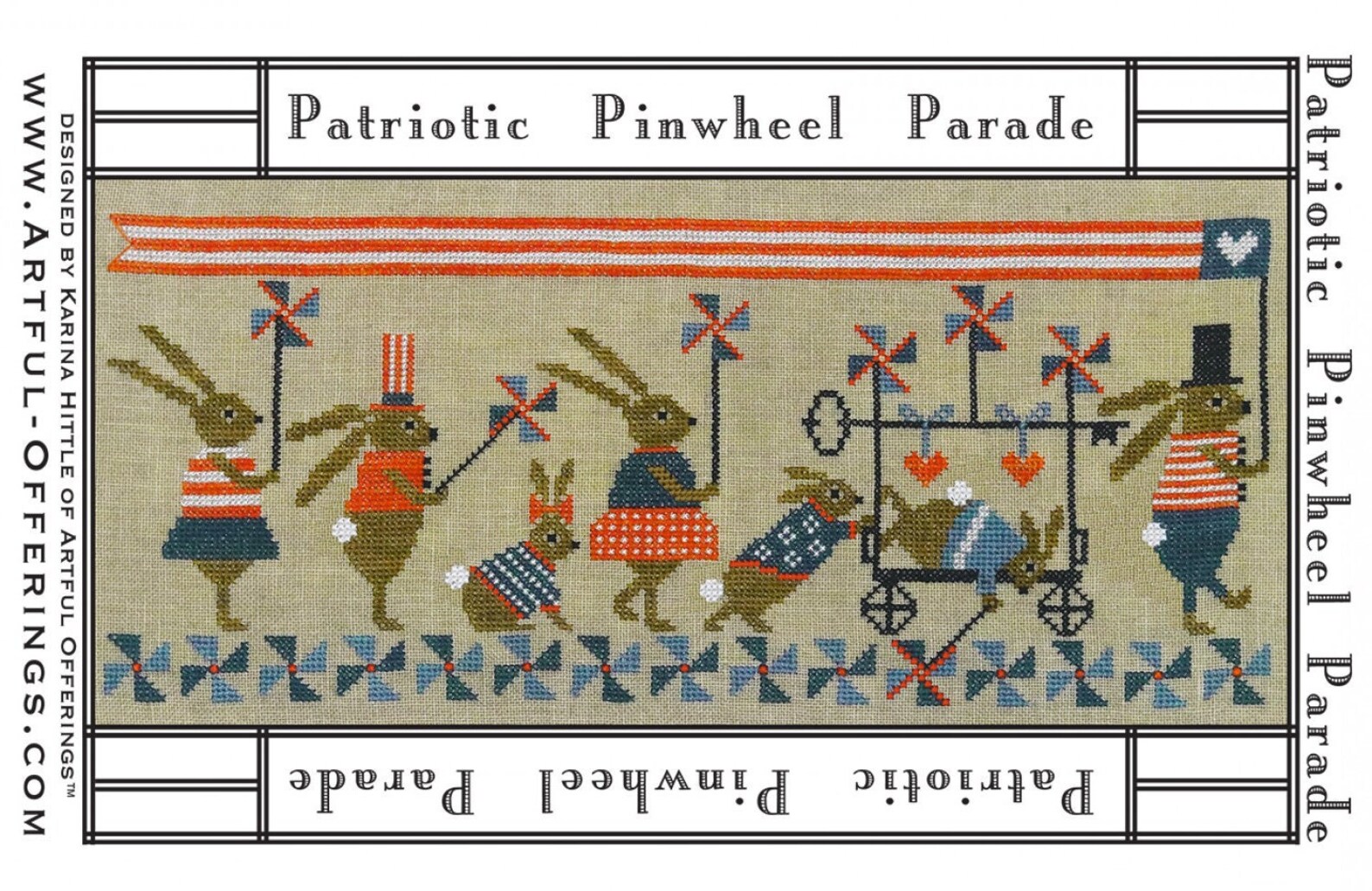 Counted Cross Stitch Pattern, Patriotic Pinwheel Parade, Americana ...