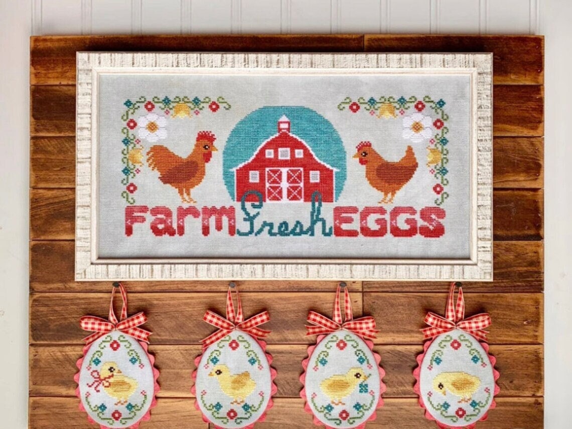 Counted Cross Stitch Pattern Farm Fresh Eggs Chickens Eggs - Etsy