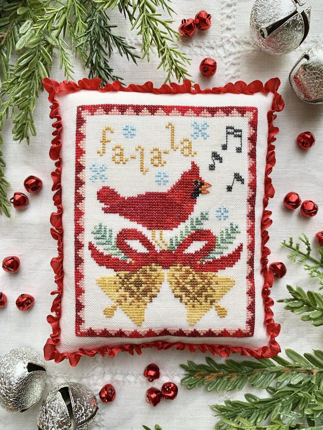 Counted Cross Stitch Pattern, A Cardinal's Carol, Christmas Decor ...
