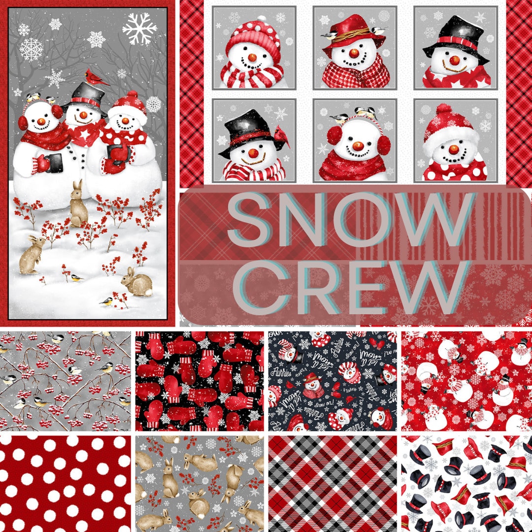 Quilt Fabric, Snow Crew, Winter Fabric Fabric, Snowmen, Bunnies ...