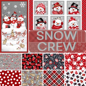 Quilt Fabric, Snow Crew, Winter Fabric Fabric, Snowmen, Bunnies ...