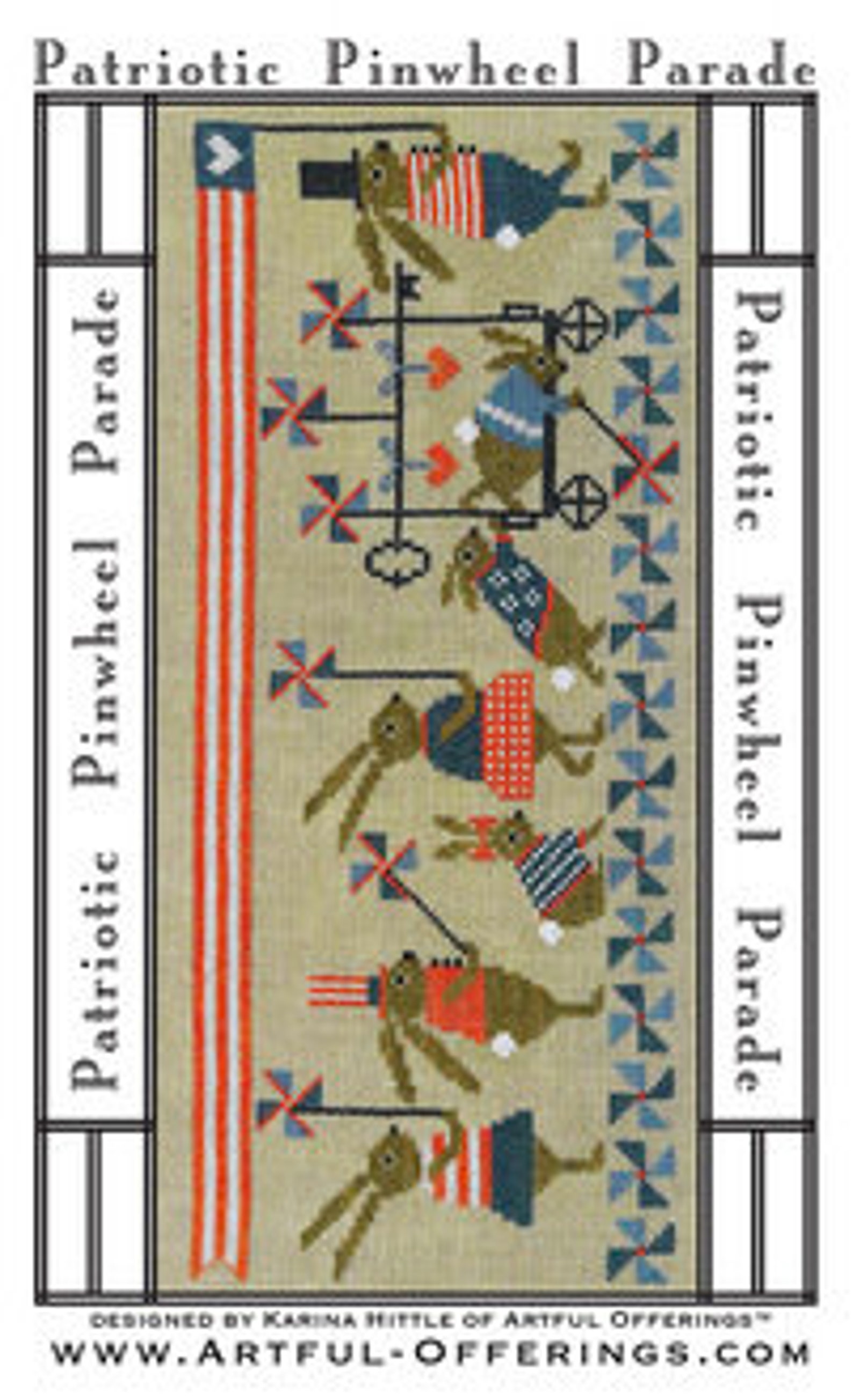 Counted Cross Stitch Pattern, Patriotic Pinwheel Parade, Americana ...