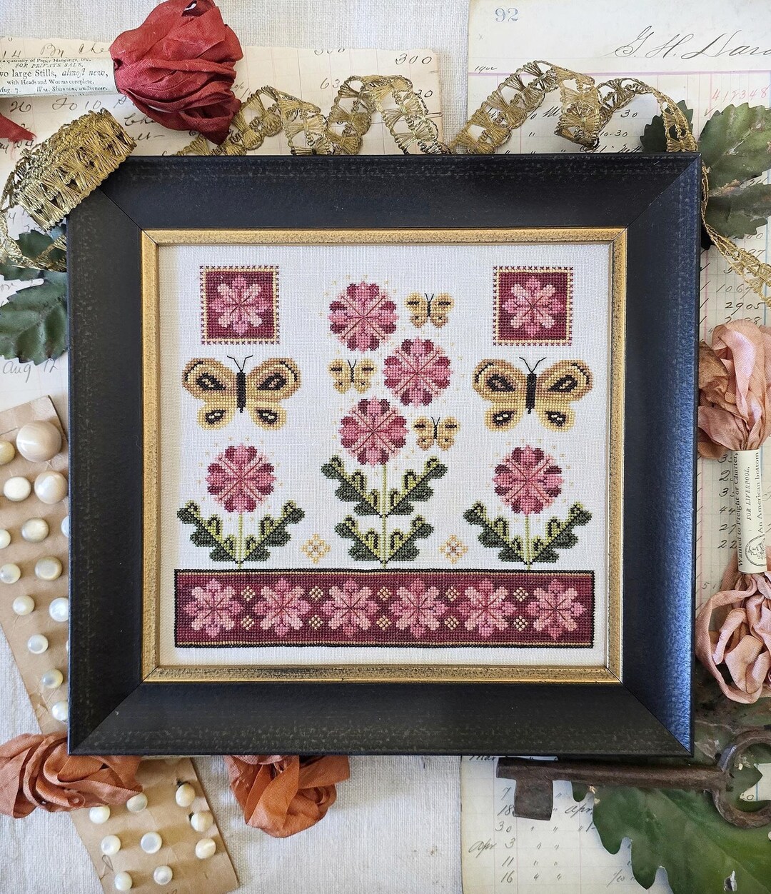 Counted Cross Stitch Pattern, Fanciful Flowers, Butterflies, Flowers, Spring Decor, Liz Mathews ...