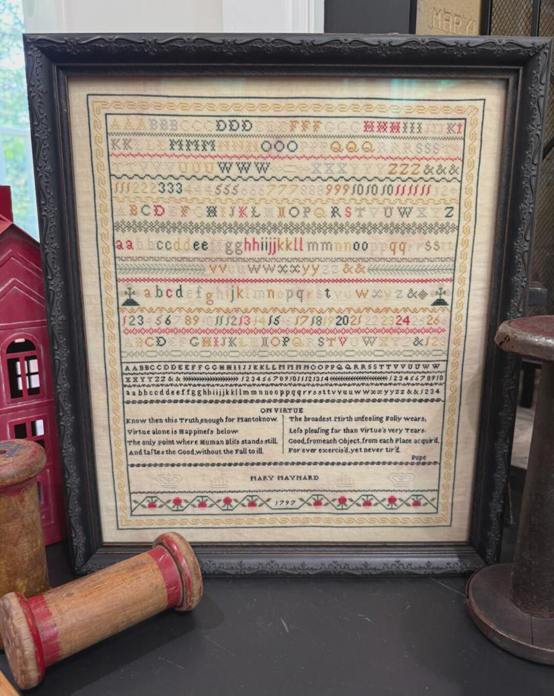Counted Cross Stitch Pattern, Mary Maynard 1797, Alphabet Line Sampler ...