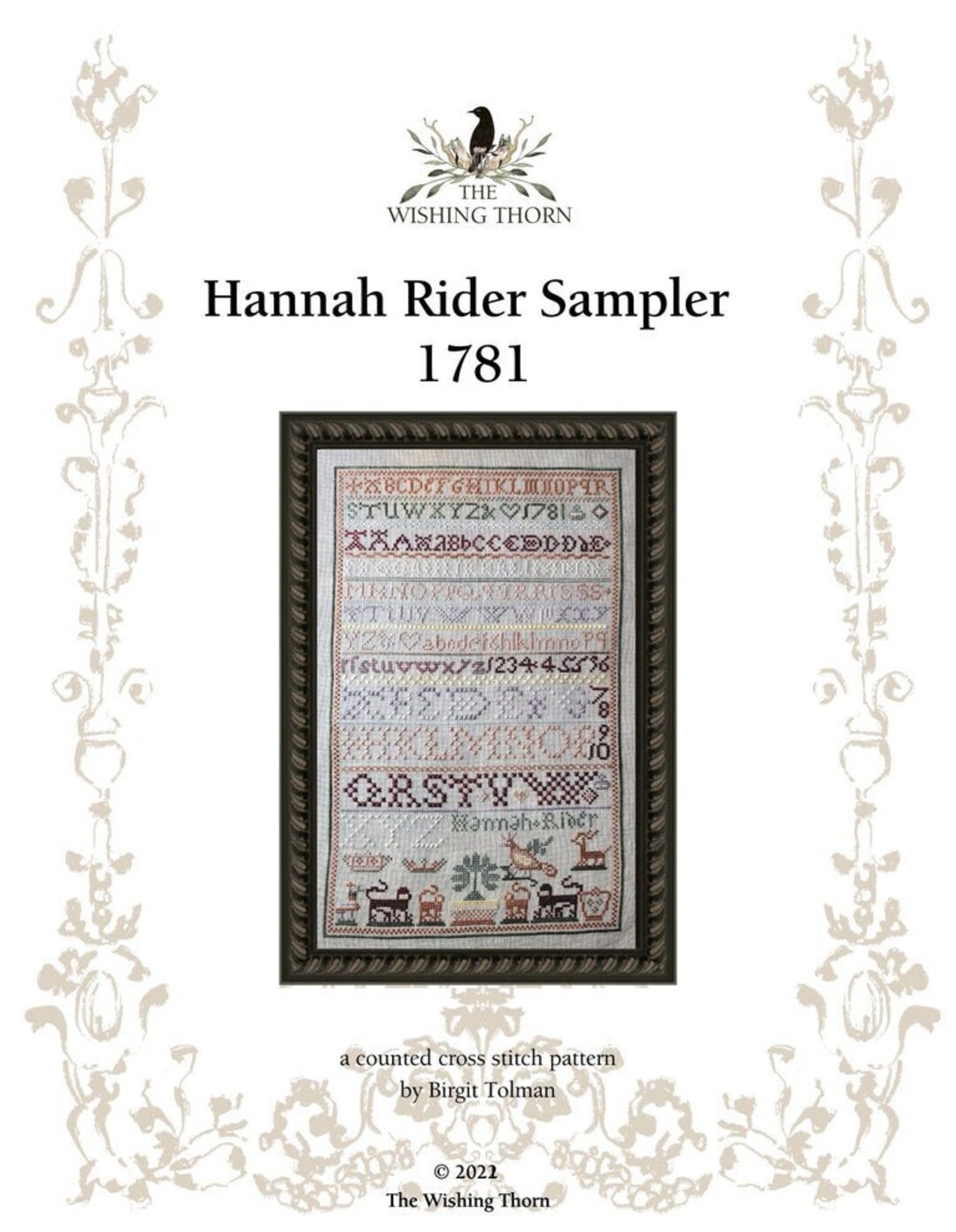 Counted Cross Stitch Pattern, Hannah Rider Sampler, 1781, Reproduction ...