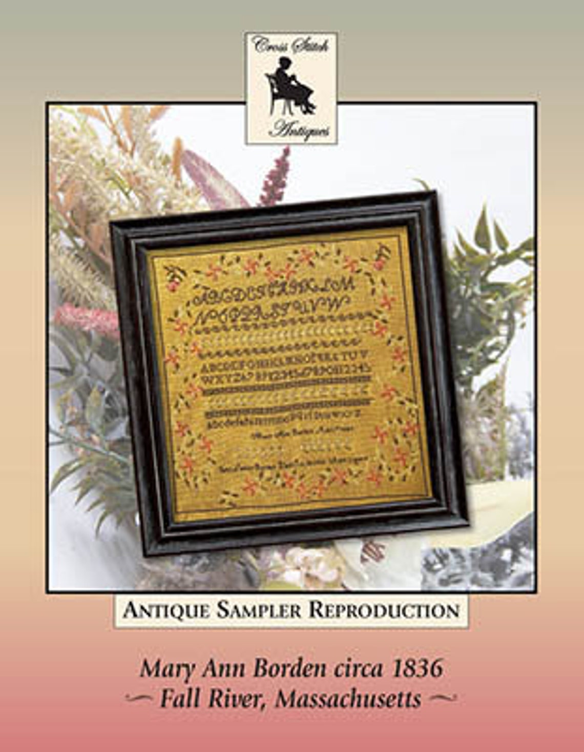 Counted Cross Stitch, Mary Ann Borden, Circa 1836, Flower Vine Motifs ...