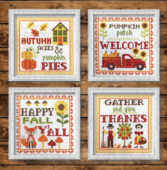 Counted Cross Stitch Pattern Autumn Signs Fall Decor Pick | Etsy