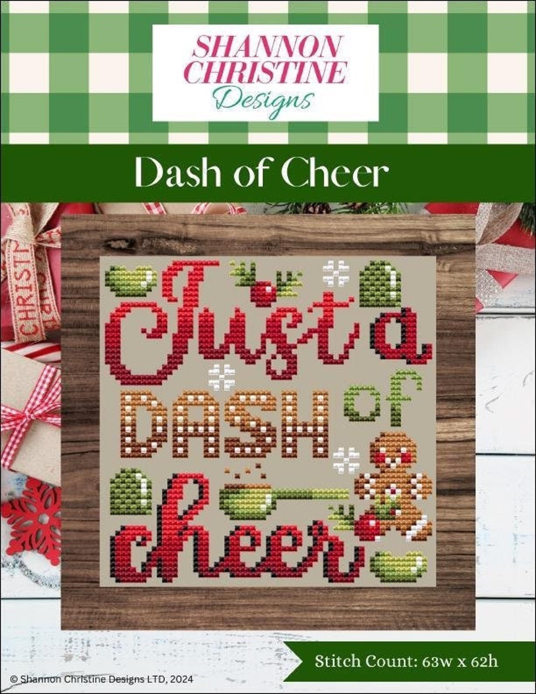 Counted Cross Stitch, Dash of Cheer, Christmas Decor, Pillow Ornament ...
