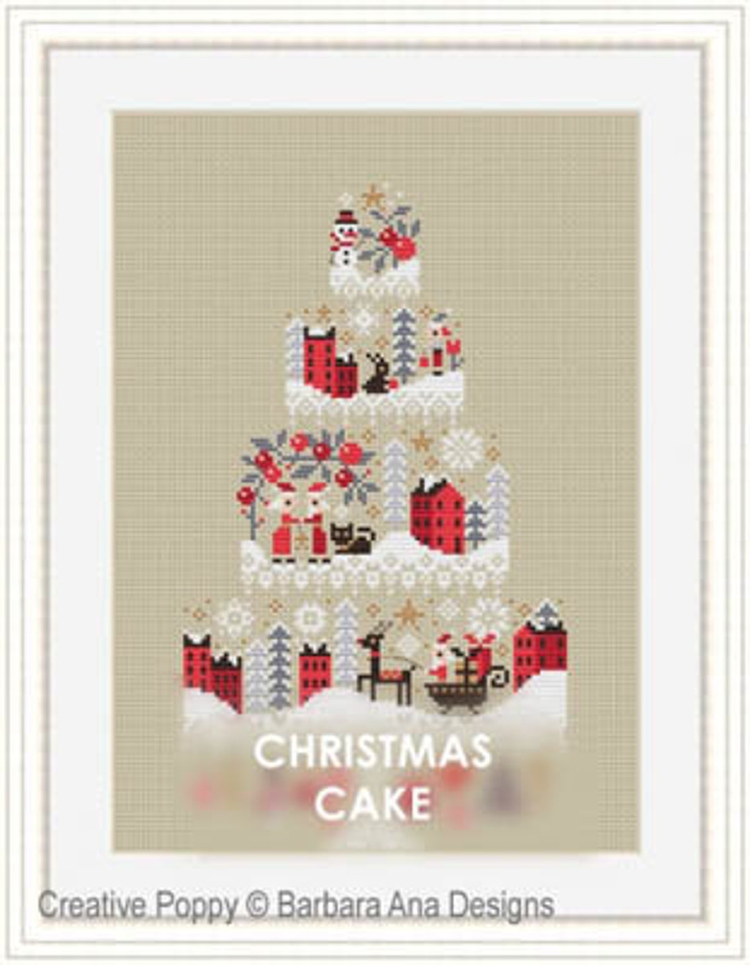 Counted Cross Stitch Pattern, Christmas Cake, Santa, Christmas Decor ...