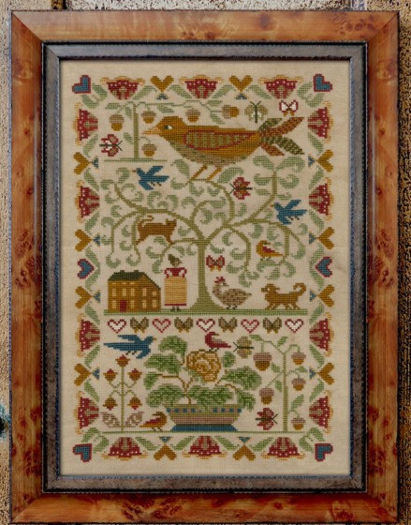 Counted Cross Stitch Pattern Oh My Bird Sampler Folk Art | Etsy