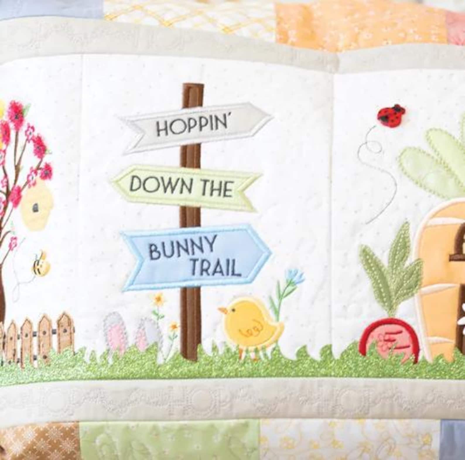 Hoppin' Down the Bunny Trail, Machine Embroidery, Quilt Fabric Kit ...
