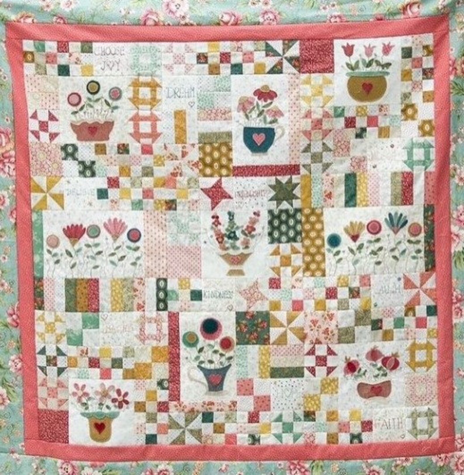 Quilt Pattern, Flowerpots and Forget-me-nots BOM, Embroidery, Wool ...