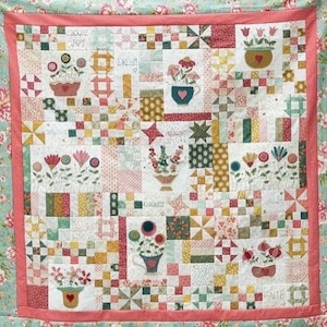 Quilt Pattern, Flowerpots and Forget-me-nots BOM, Embroidery, Wool ...